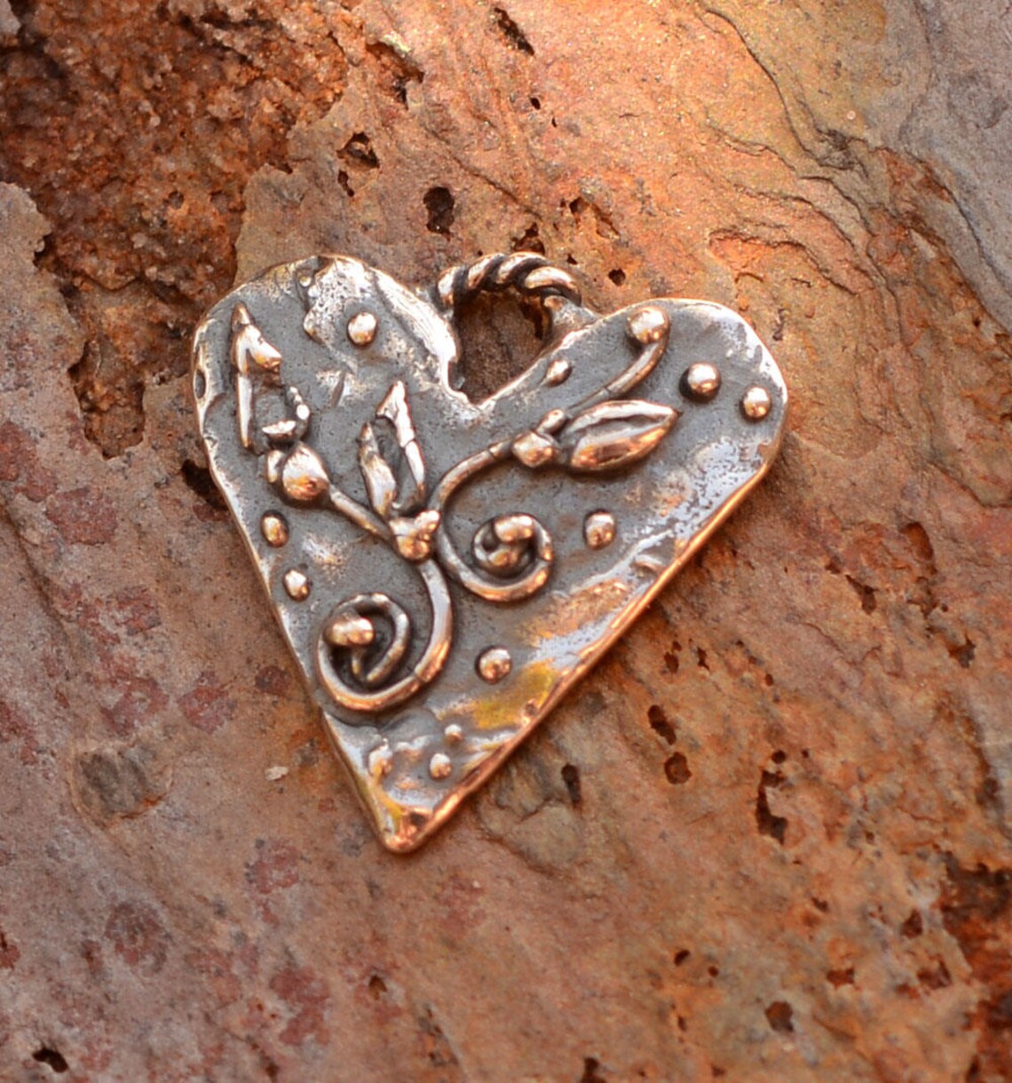 Artisan Bohemian Heart With Flowering Buds in Sterling Silver, Catd-629 ...