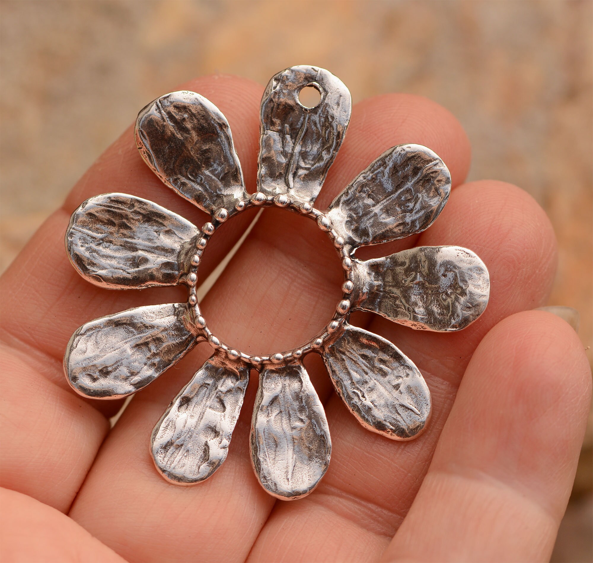 Large Flower Pendant in Sterling Silver Catd-955 - Etsy