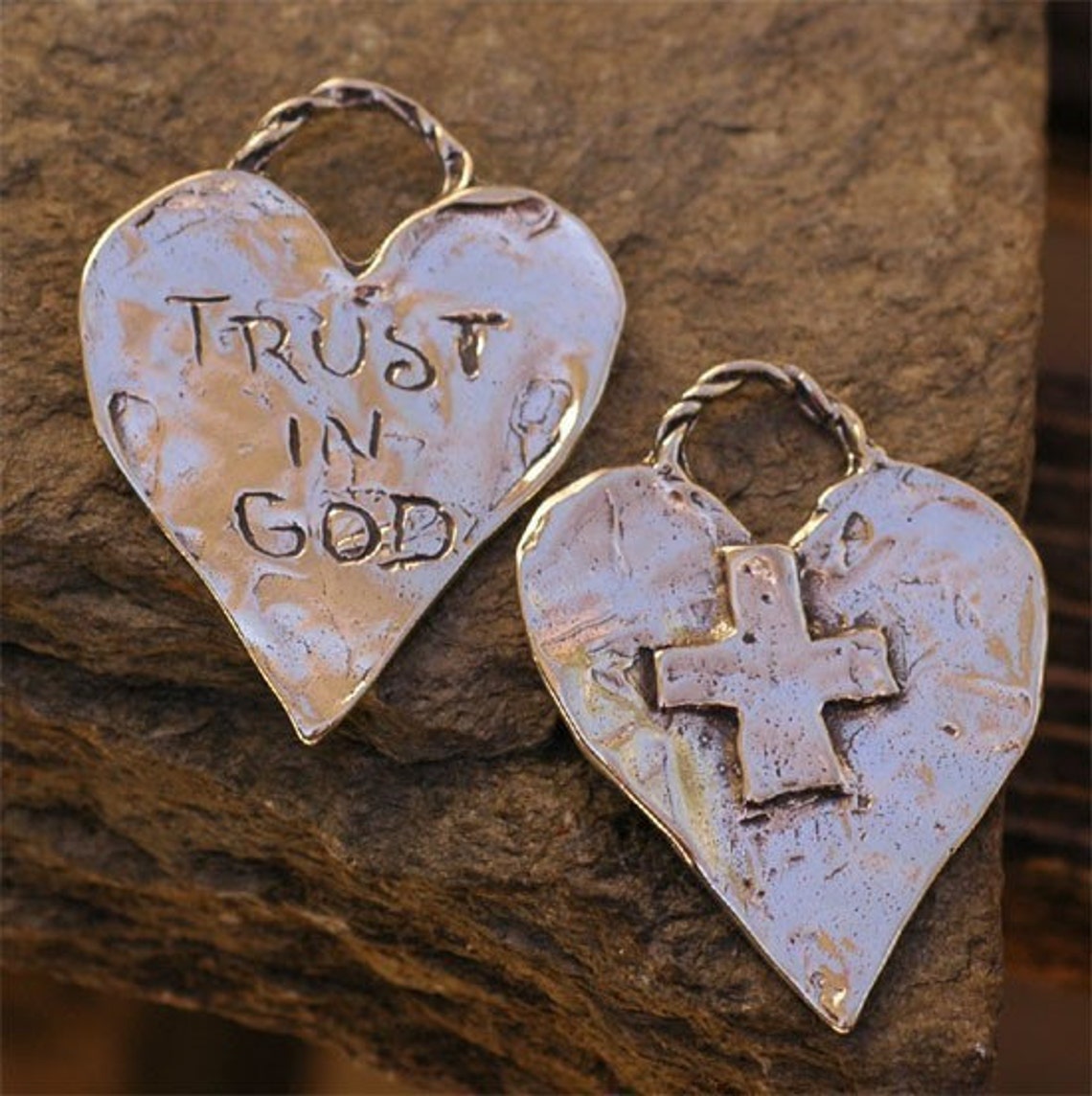 Trust in GOD Heart Pendant in Sterling Silver - Etsy