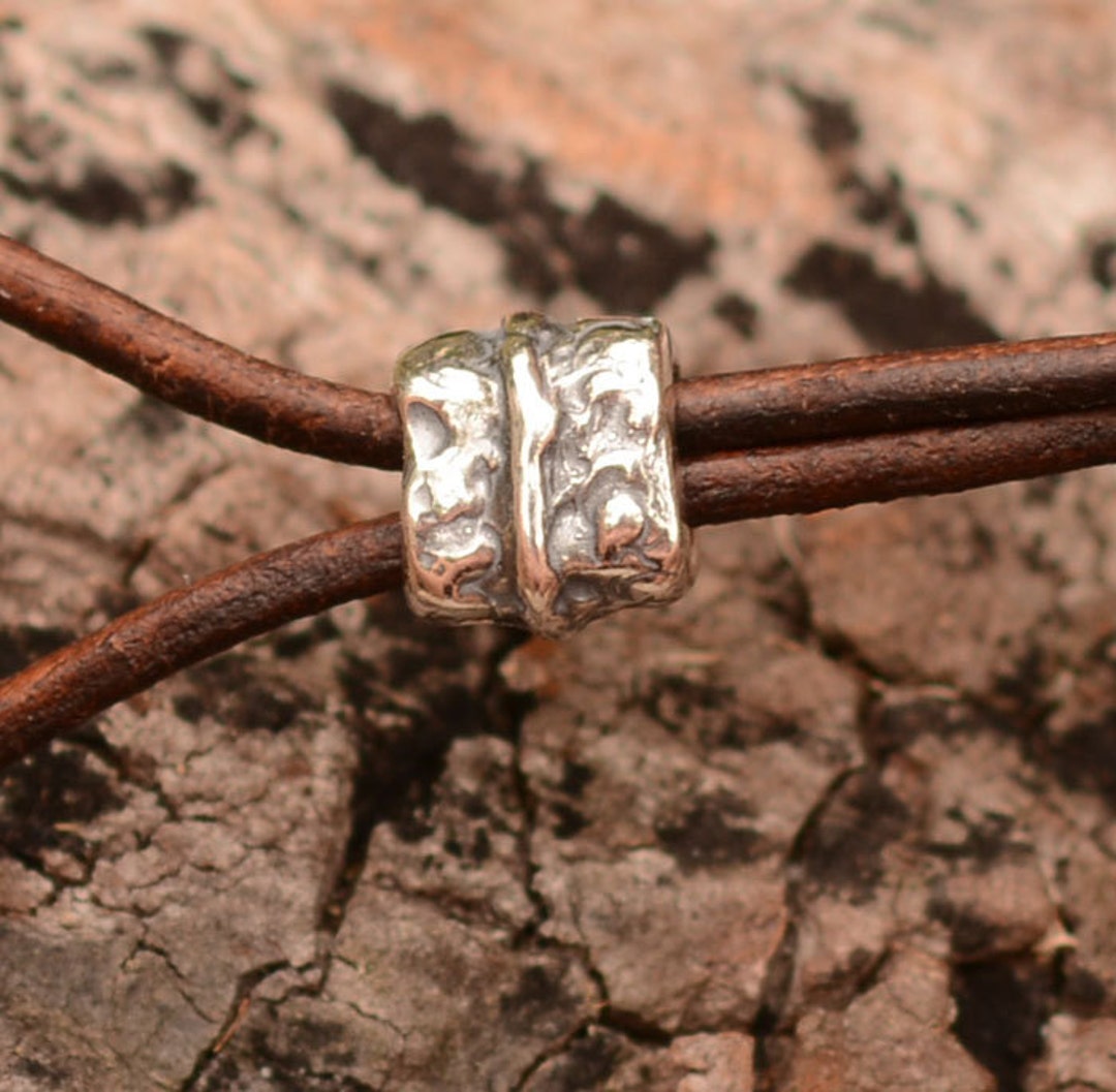 Square Tube Beads Sterling Silver, Leather Slider Beads, SS-293 (set of ...