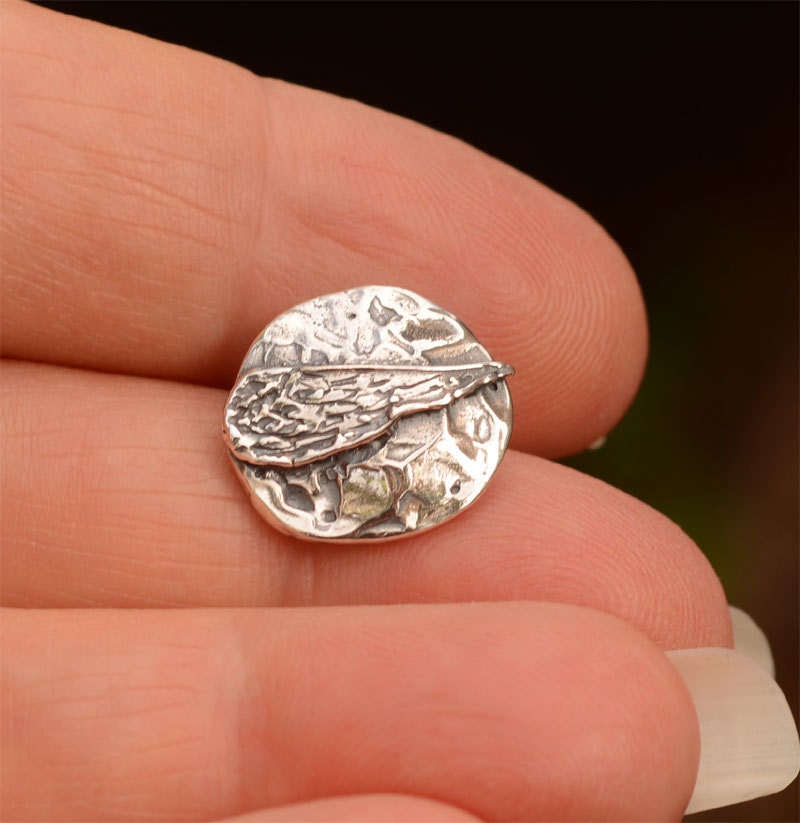 Angel Wing Button in Sterling Silver B-366 - Etsy