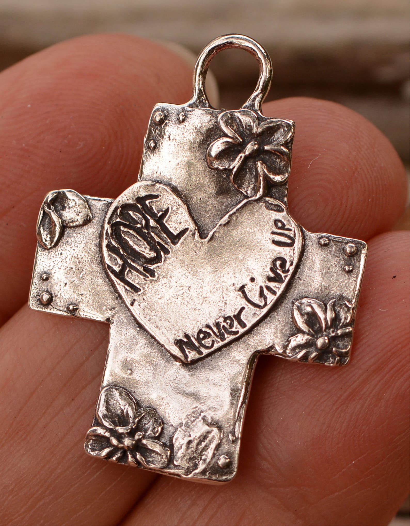 Hope Cross Never Give Up Sterling Silver Catd-1055 - Etsy