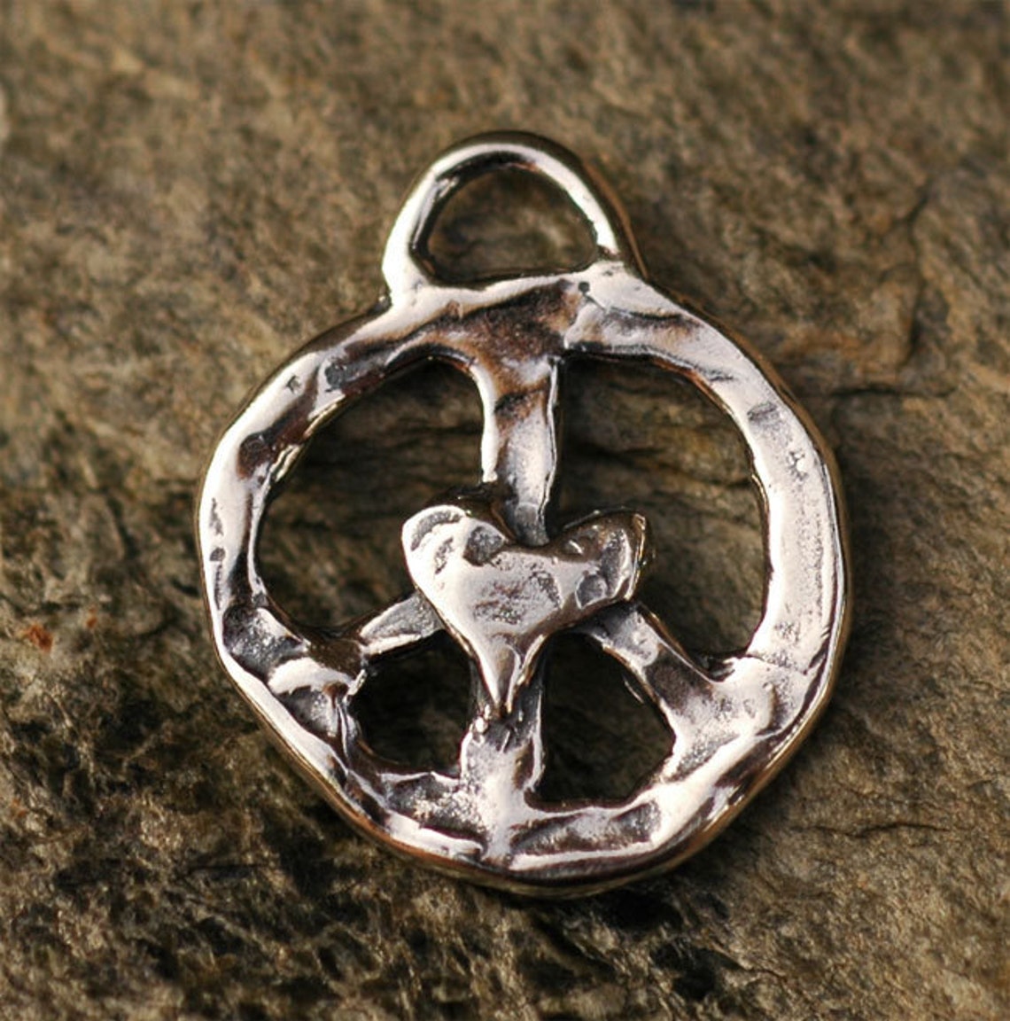 Peace Charm With Heart in Sterling Silver CH-198 | Etsy