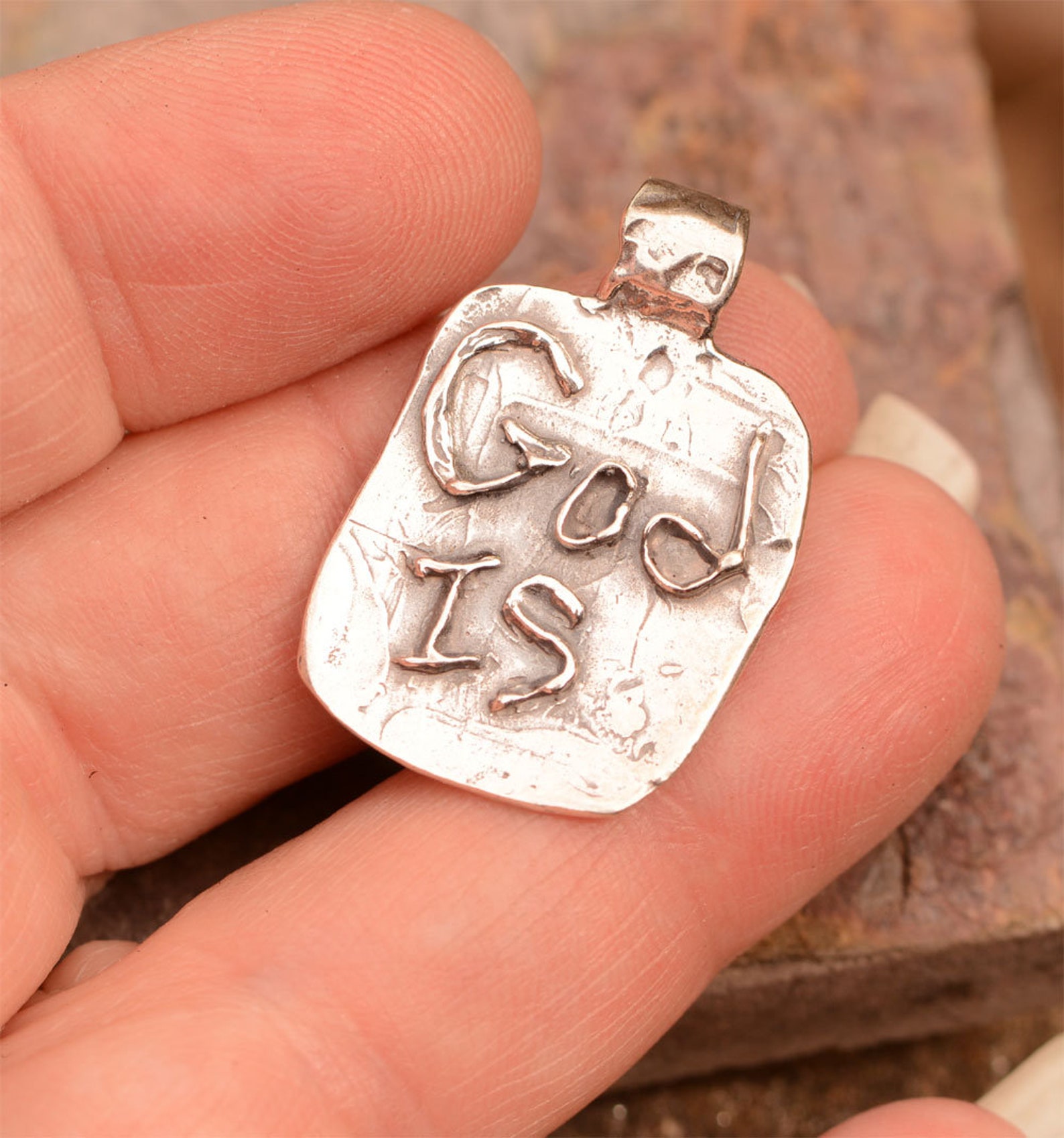 Artisan Handcrafted Sterling Silver GOD IS... Pendant - Etsy