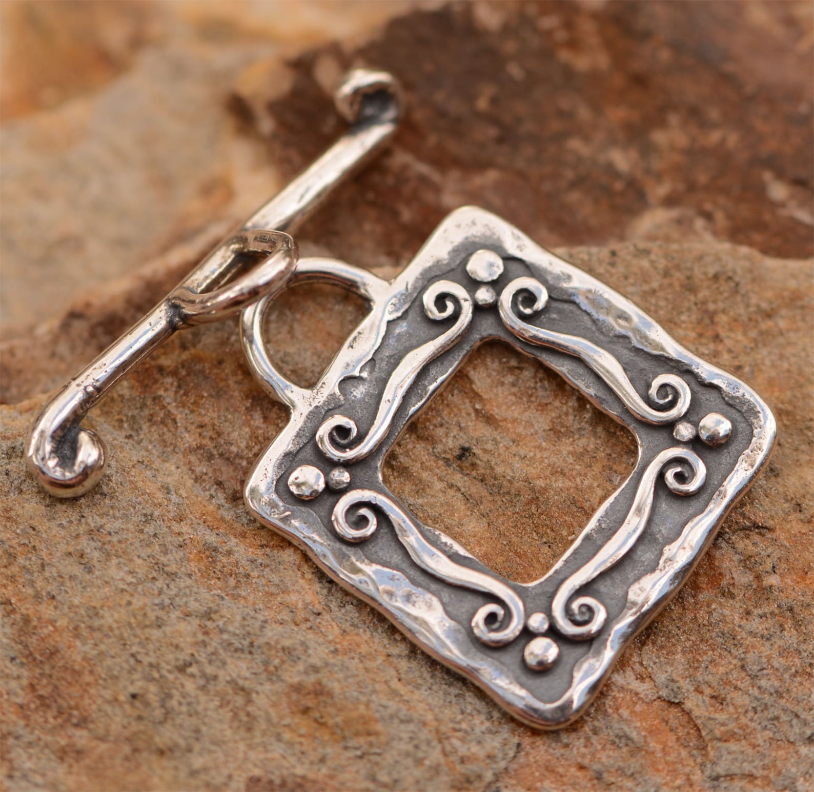 Square Sterling Silver Toggle, With Swirl Design, SS-130A-7B - Etsy