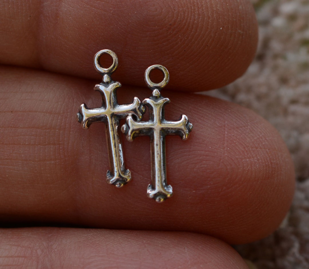 Tiny Cross Charms, Sterling Silver, SS-1152 (set of TWO) - Etsy