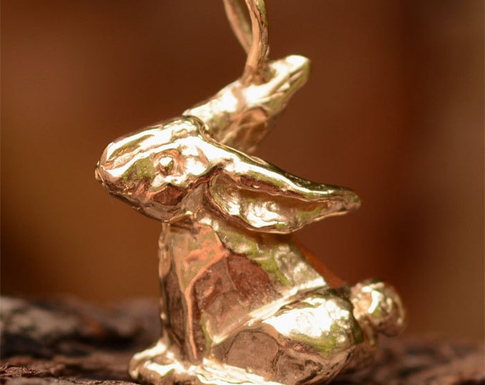 Gold Bronze Big Bunny Rabbit Charm or Pendant - Etsy