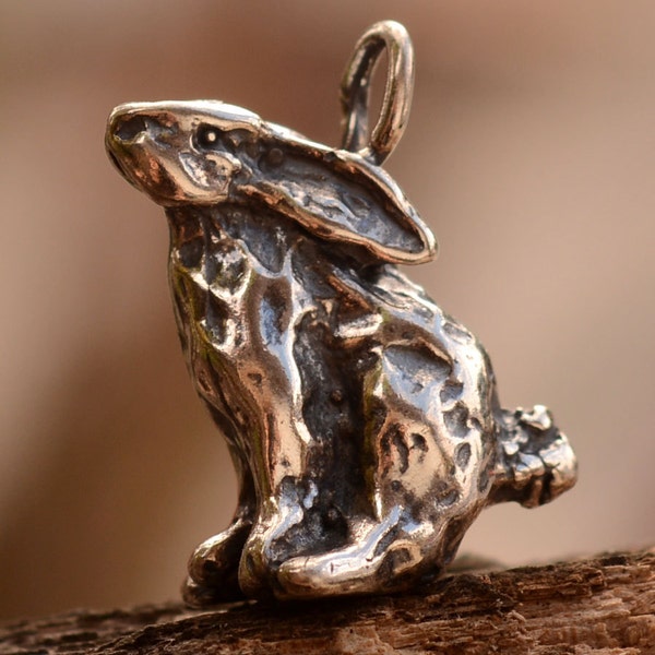 Sterling Silver Rabbit Charm - Etsy