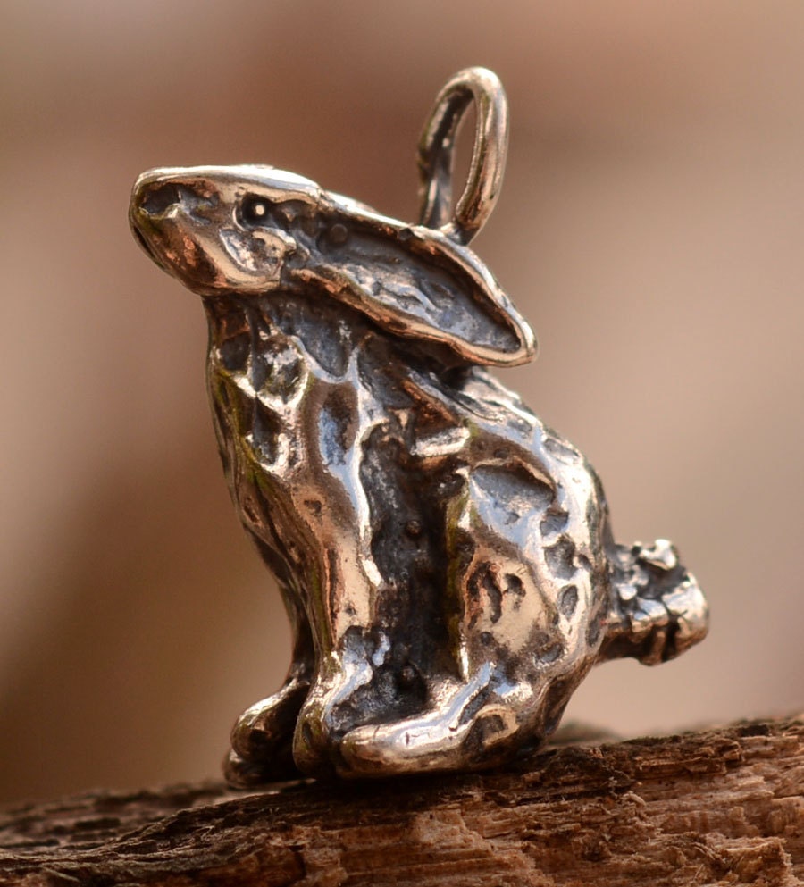 Artisan Bunny Rabbit Sterling Silver Charm - Etsy