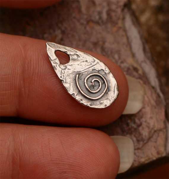 Artisan Teardrop Charm // Sterling Silver Rain Drop With | Etsy