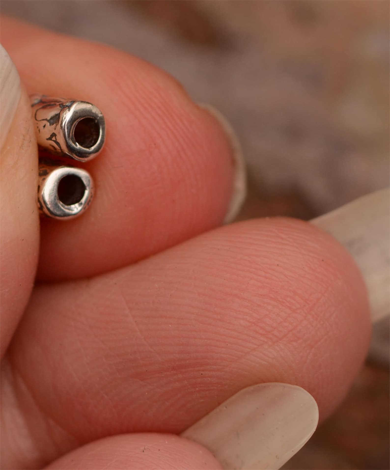 Artisan Tube Shaped Bead in Sterling Silver SS-159 set of 6 - Etsy