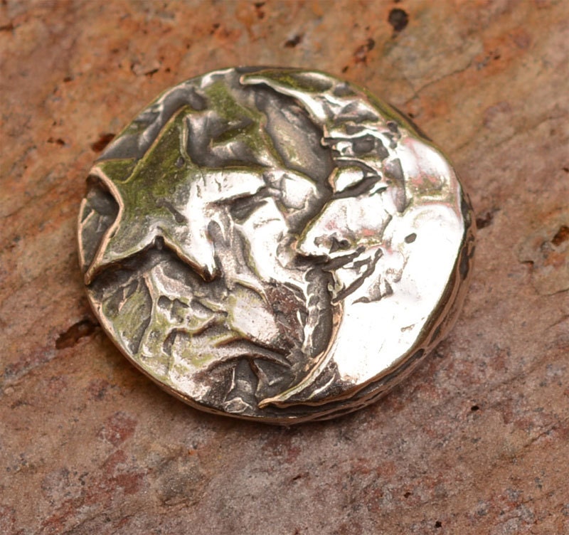 Moon and Star Artisan Button in Sterling Silver Catd-337 - Etsy