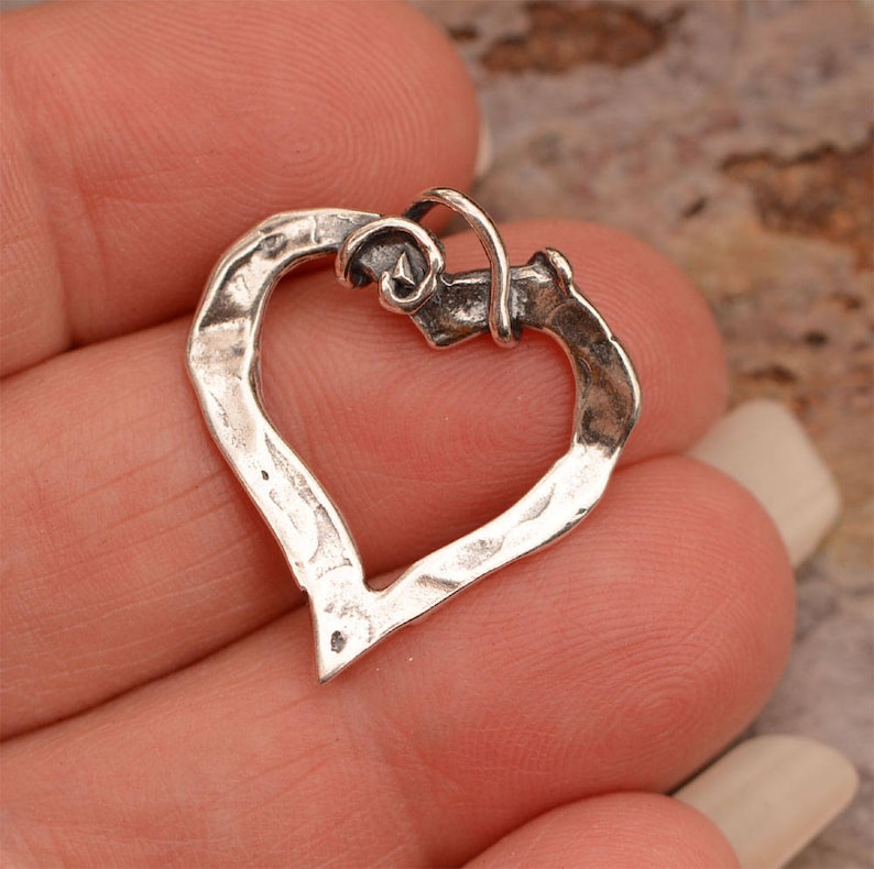 Sterling Silver Heart Pendant, Artisan Open Heart, PX-244 - Etsy