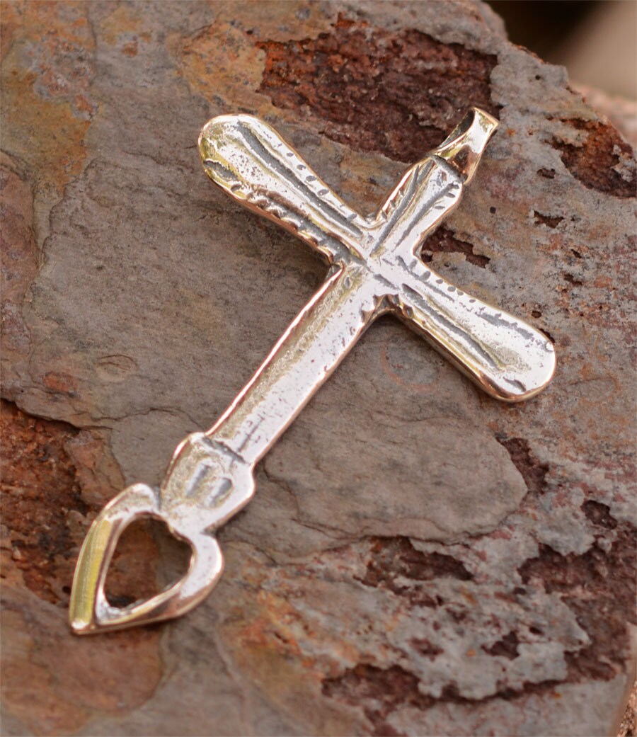 Mexican Cross with Heart in Sterling Silver R-213 | Etsy