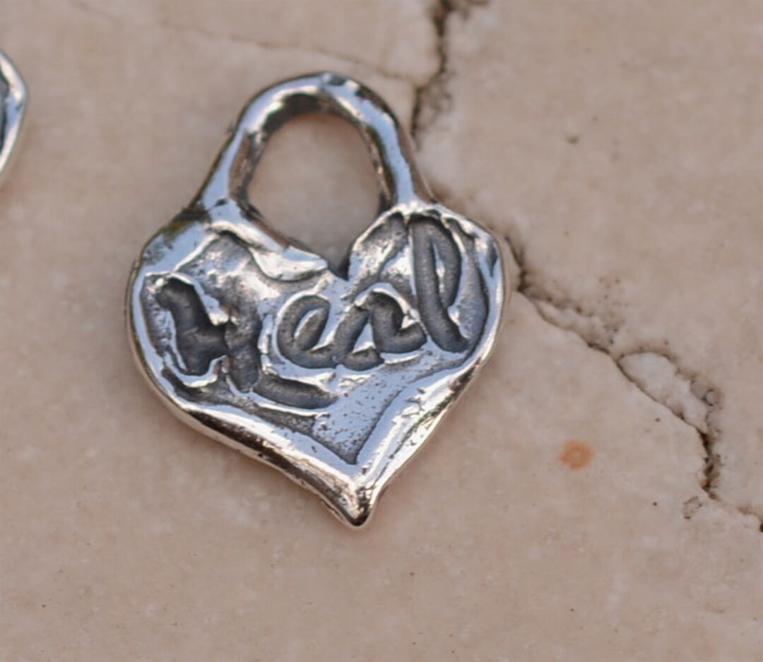 Tiny Heart Charm Inscribed Heal in Sterling Silver, H-361 (ONE) - Etsy