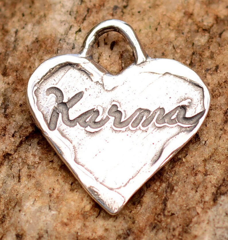 Karma Heart Charm in Sterling Silver H-360 - Etsy