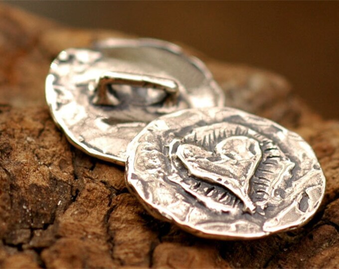 Artisan Heart on Circle Button in Sterling Silver, Catd-44, Heart ...