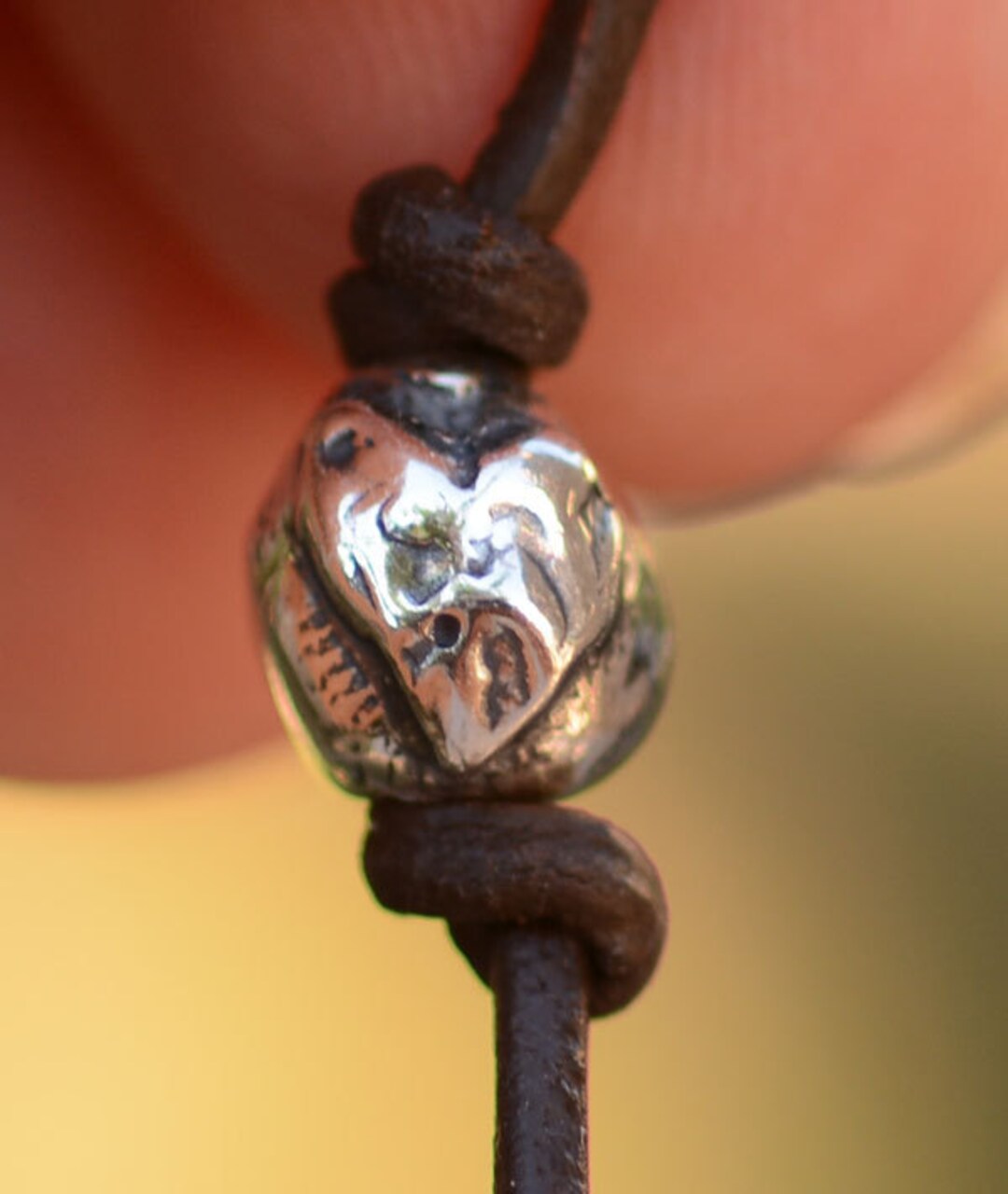 Sterling Silver Hand Shaped Bead With a Heart, Artisan Heart Bead, Catd ...