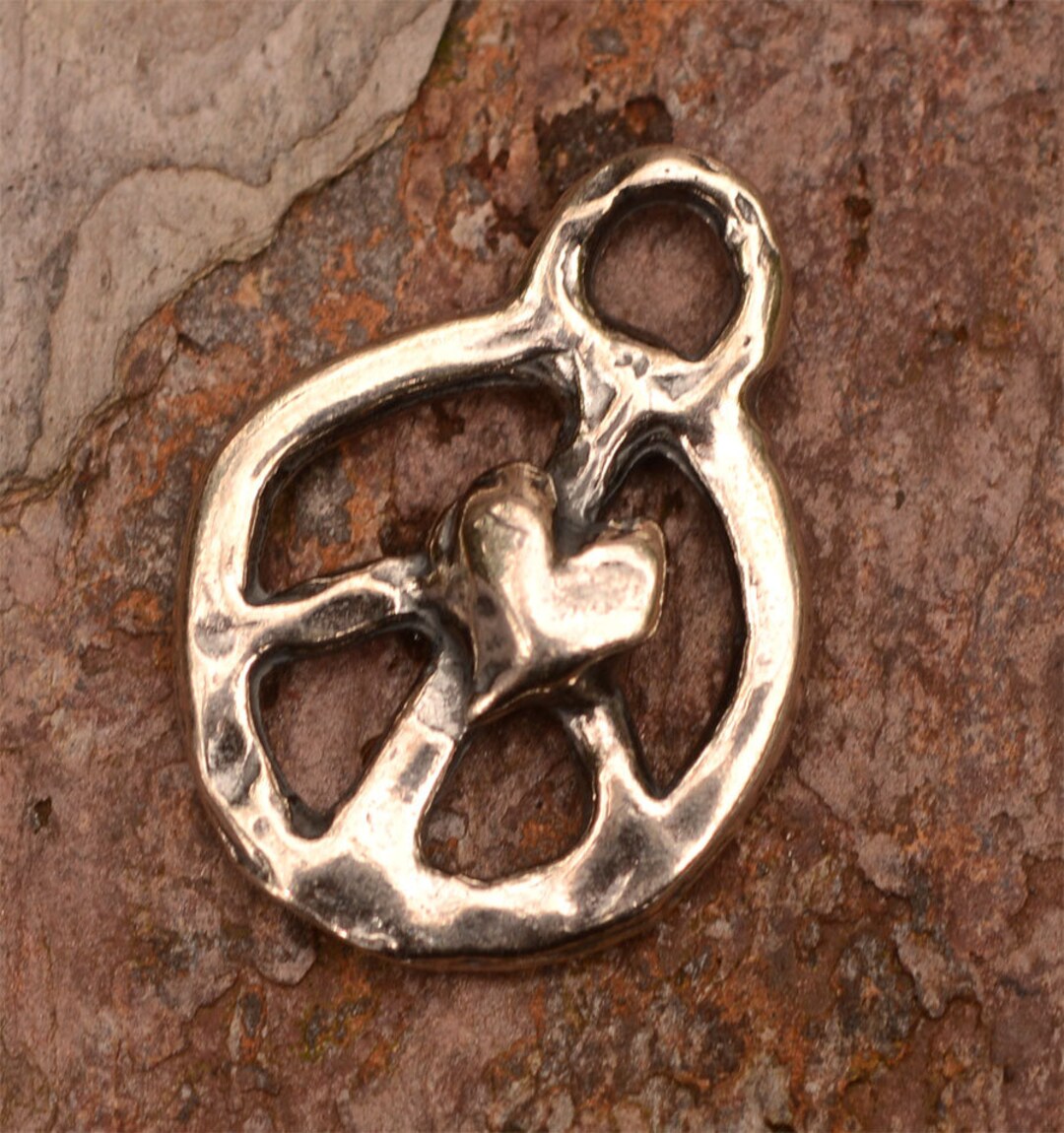 Peace Charm With Heart in Sterling Silver 14mm, Sterling Silver Peace ...