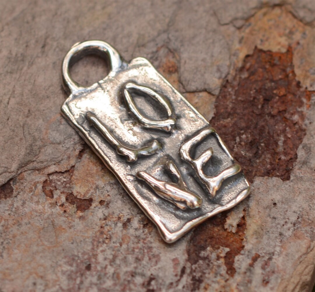 Love on a Rectangle Charm in Sterling Silver, SS-11 (ONE) - Etsy