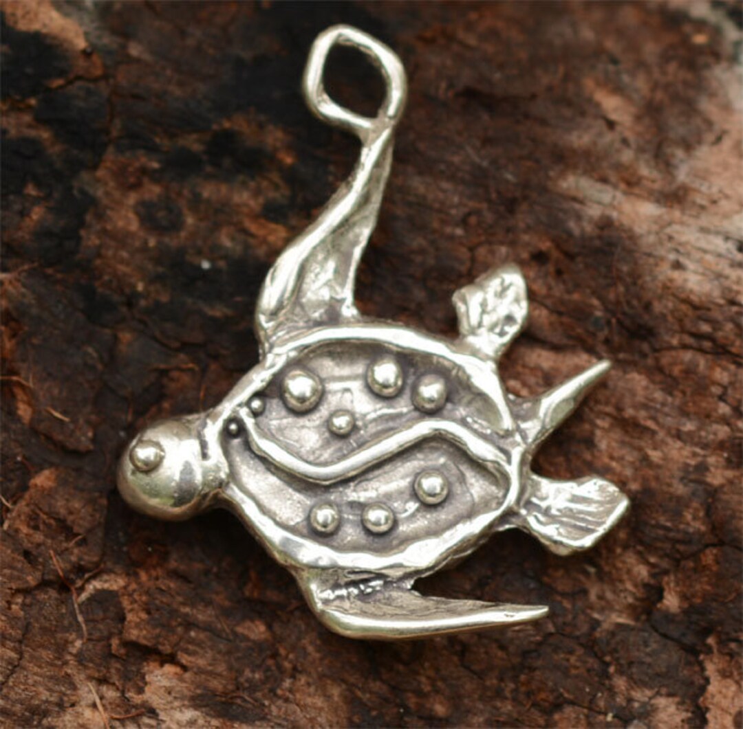Artisan Sea Turtle Charm in Sterling Silver - Etsy