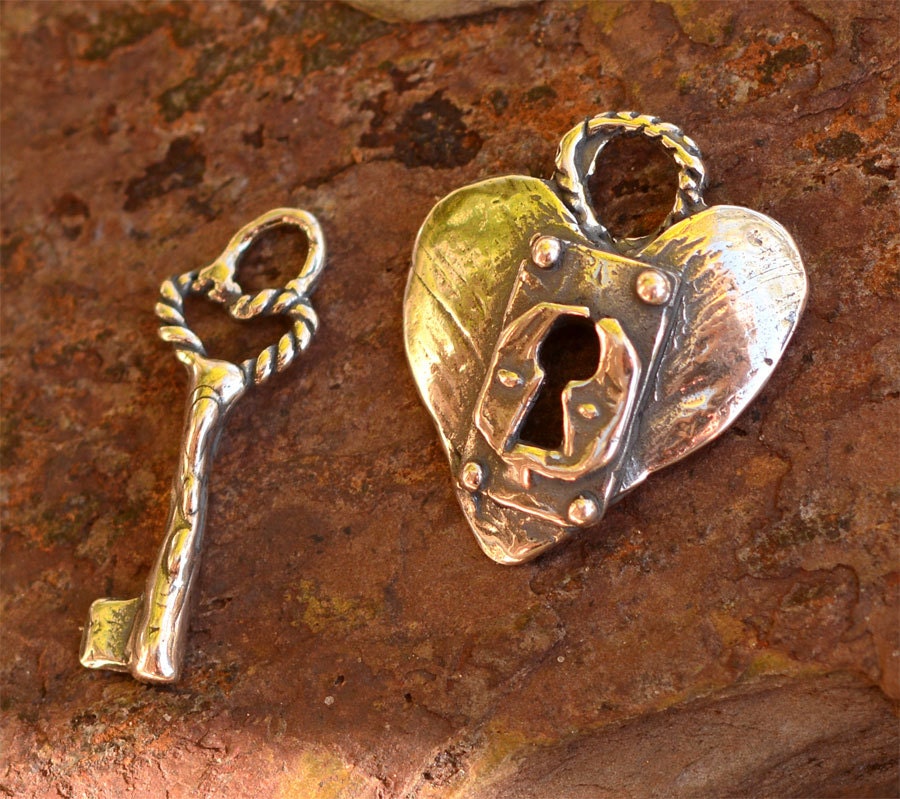 Artisan Heart Lock and Key in Sterling Silver H-599 - Etsy