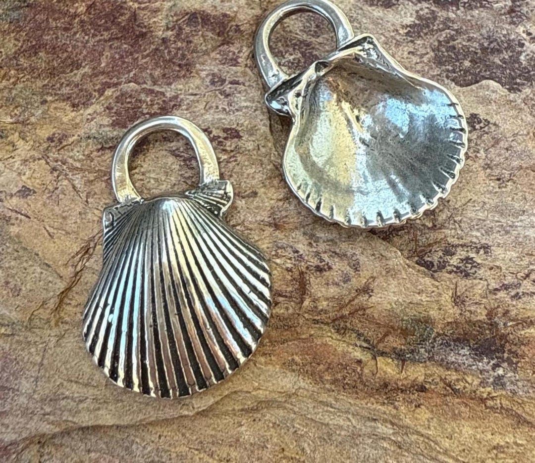 Scallop Sea Shell Charm in Sterling Silver (one) - Etsy
