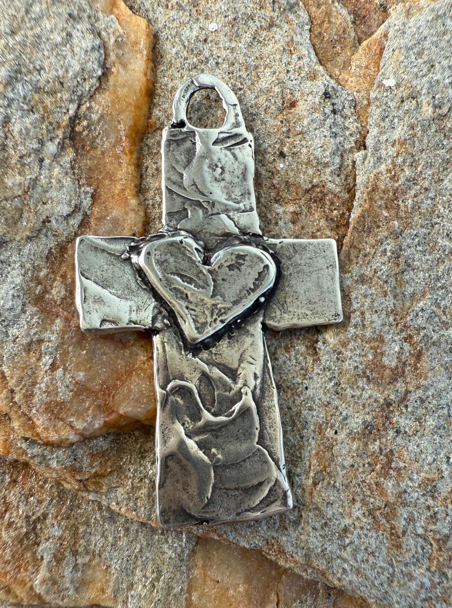 Cross W Heart Pendant in Sterling Silver, Catd-157a - Etsy