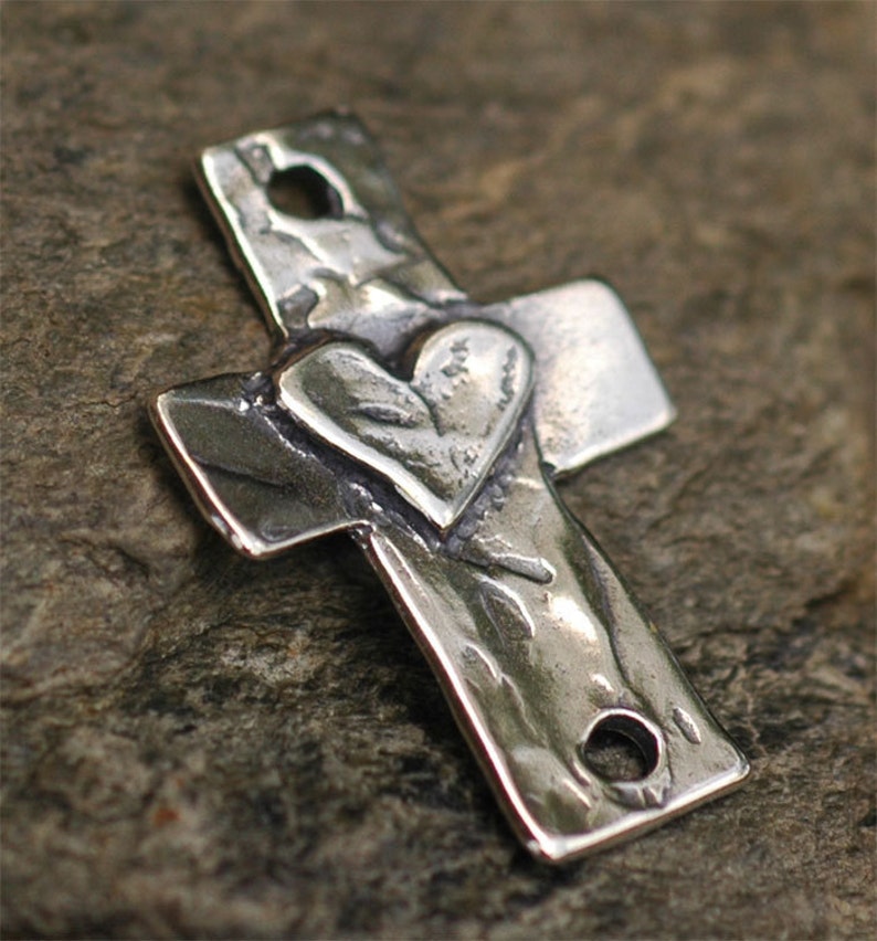 Cross W Heart Pendant or Link in Sterling Silver Catd-157 - Etsy