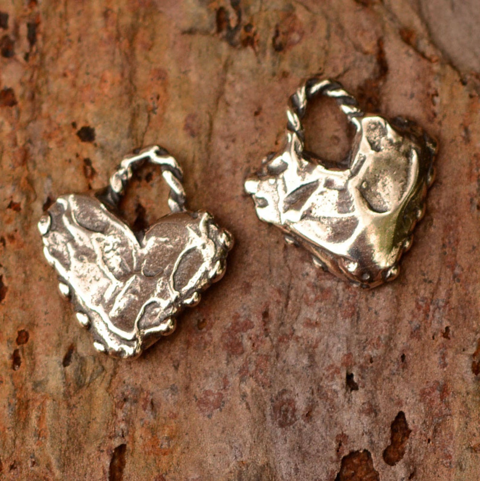 A Dotted Edge Heart, Sterling Silver Artisan Heart Charm, H-681A - Etsy