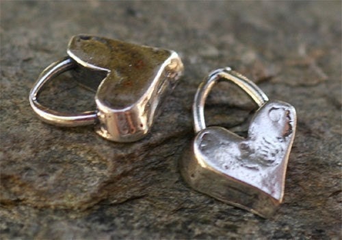 Very Small Sterling Silver Heart Charm With Angled Edge - Etsy