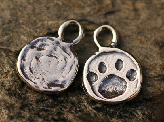 Paw Print Charms in Sterling Silver Dog Paw Print CH-190 | Etsy