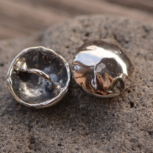 Silver Buttons // Artisan Rustic Edge Button in Sterling - Etsy