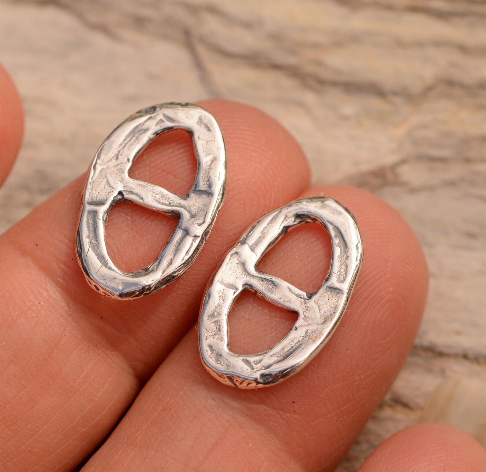 Artisan Oval Link in Sterling Silver, Oval Jewelry Finding, Catd-836 - Etsy