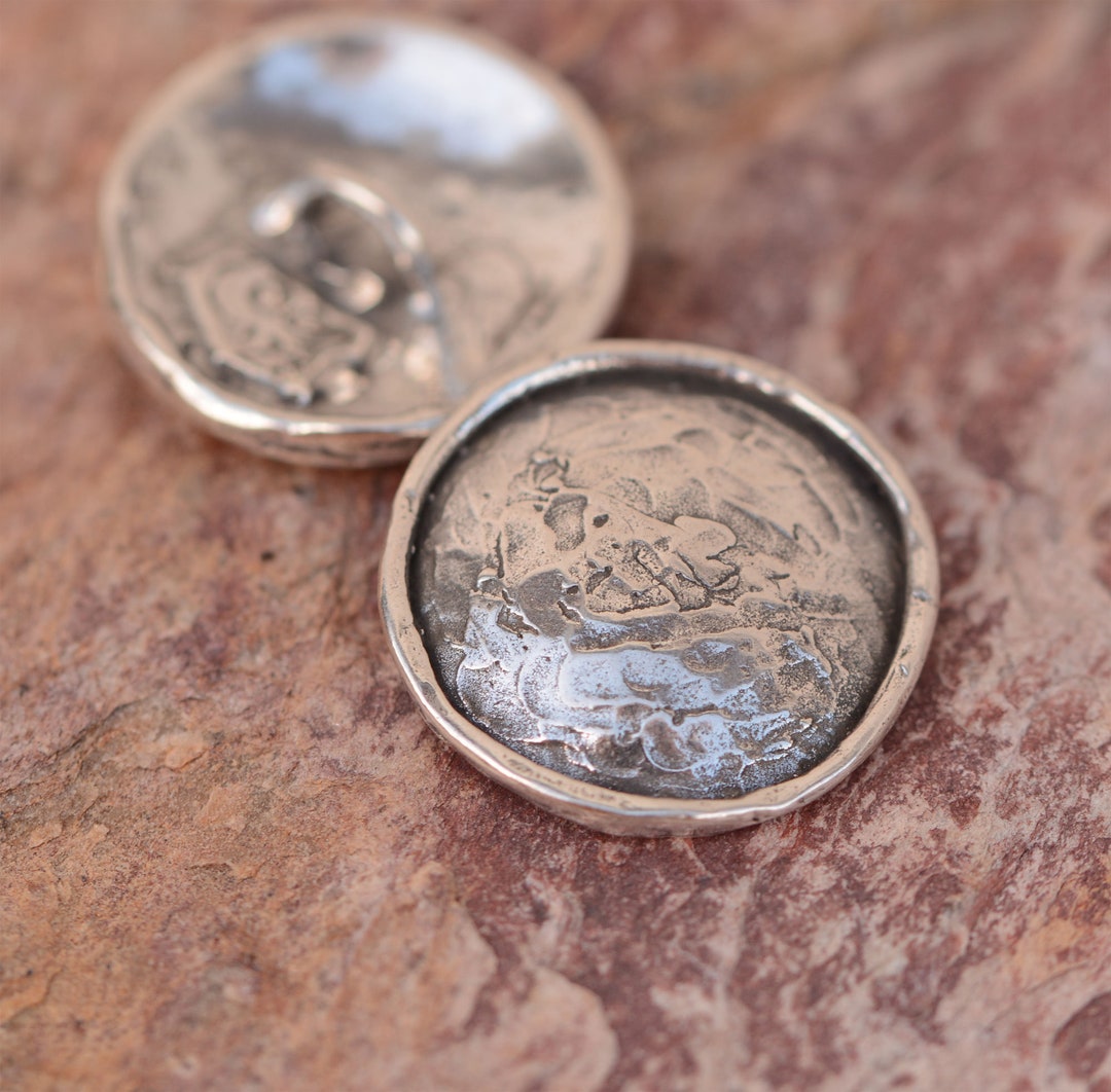Rustic Rimmed Button, Sterling Silver Catd-1076 - Etsy