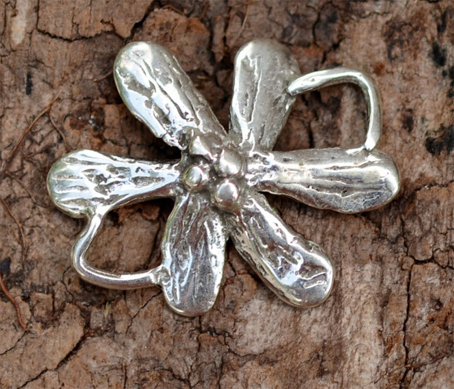 Artisan Flower Link in Sterling Silver - Etsy