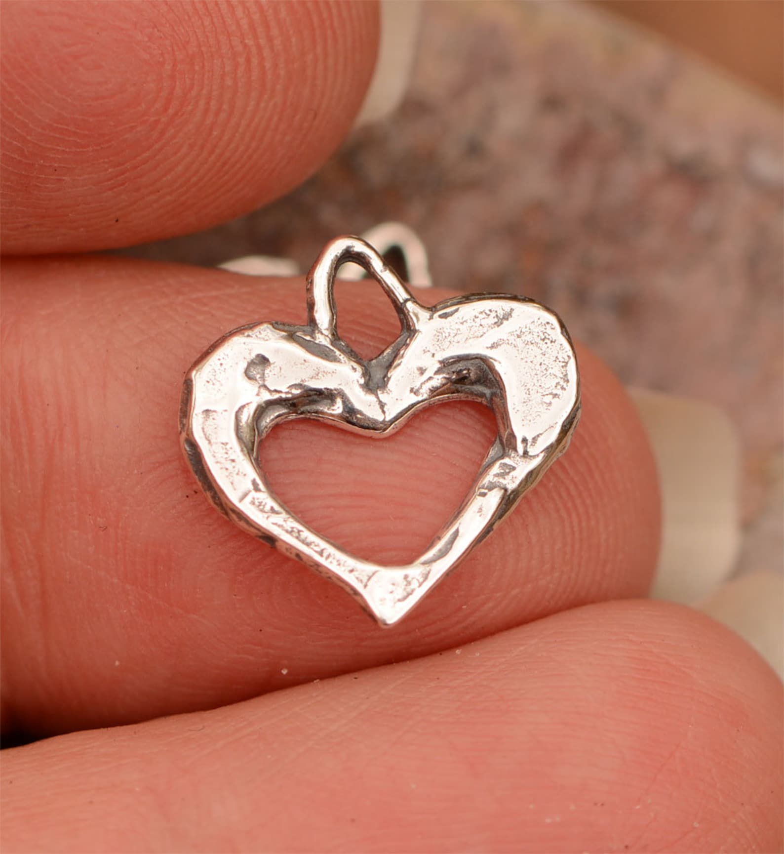 Sterling Silver Heart Charm // Open Heart Charm // H-732 - Etsy
