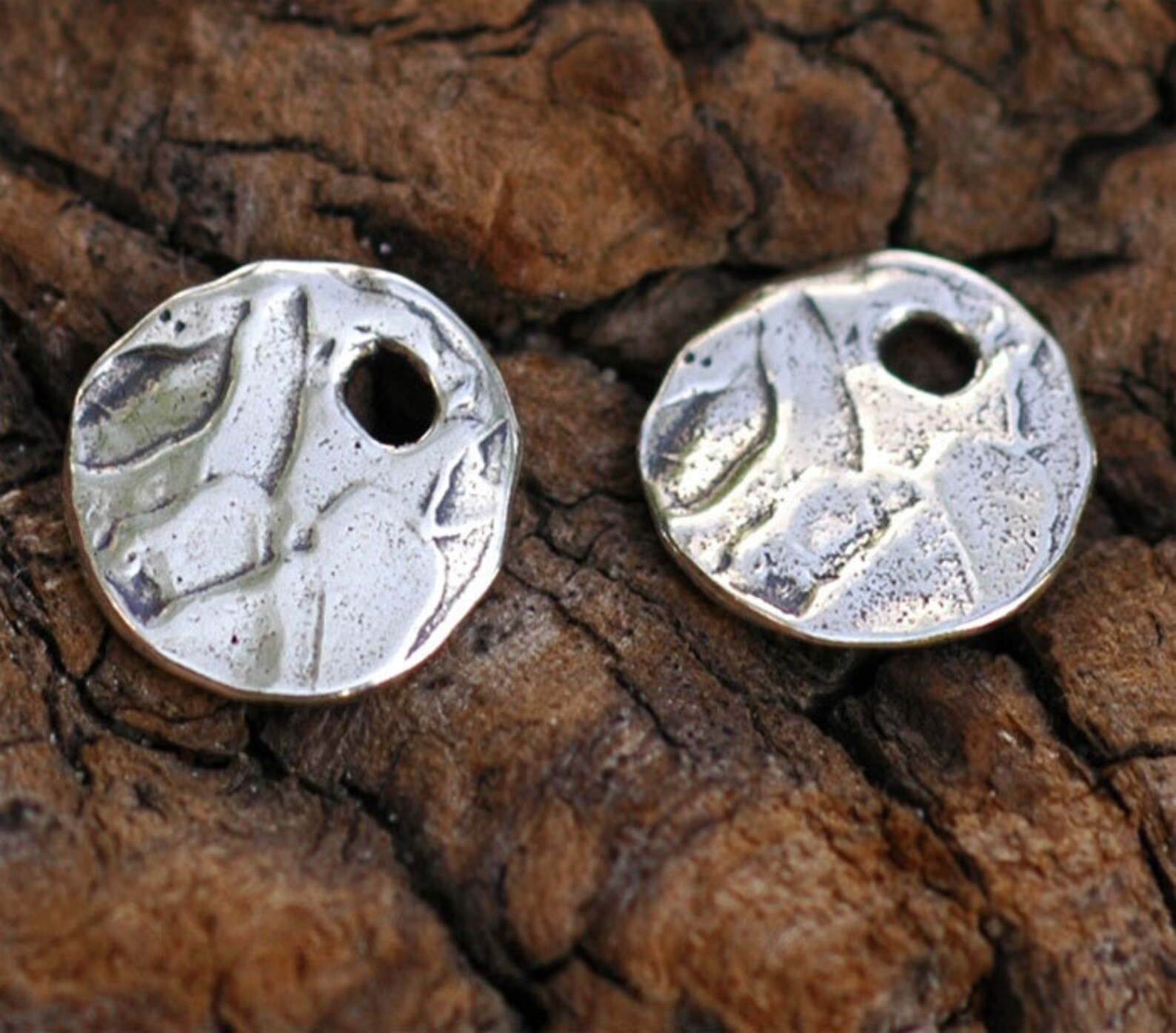 Small Rustic Disc Charms in Sterling Silver SS-301 (set of 6) - Etsy