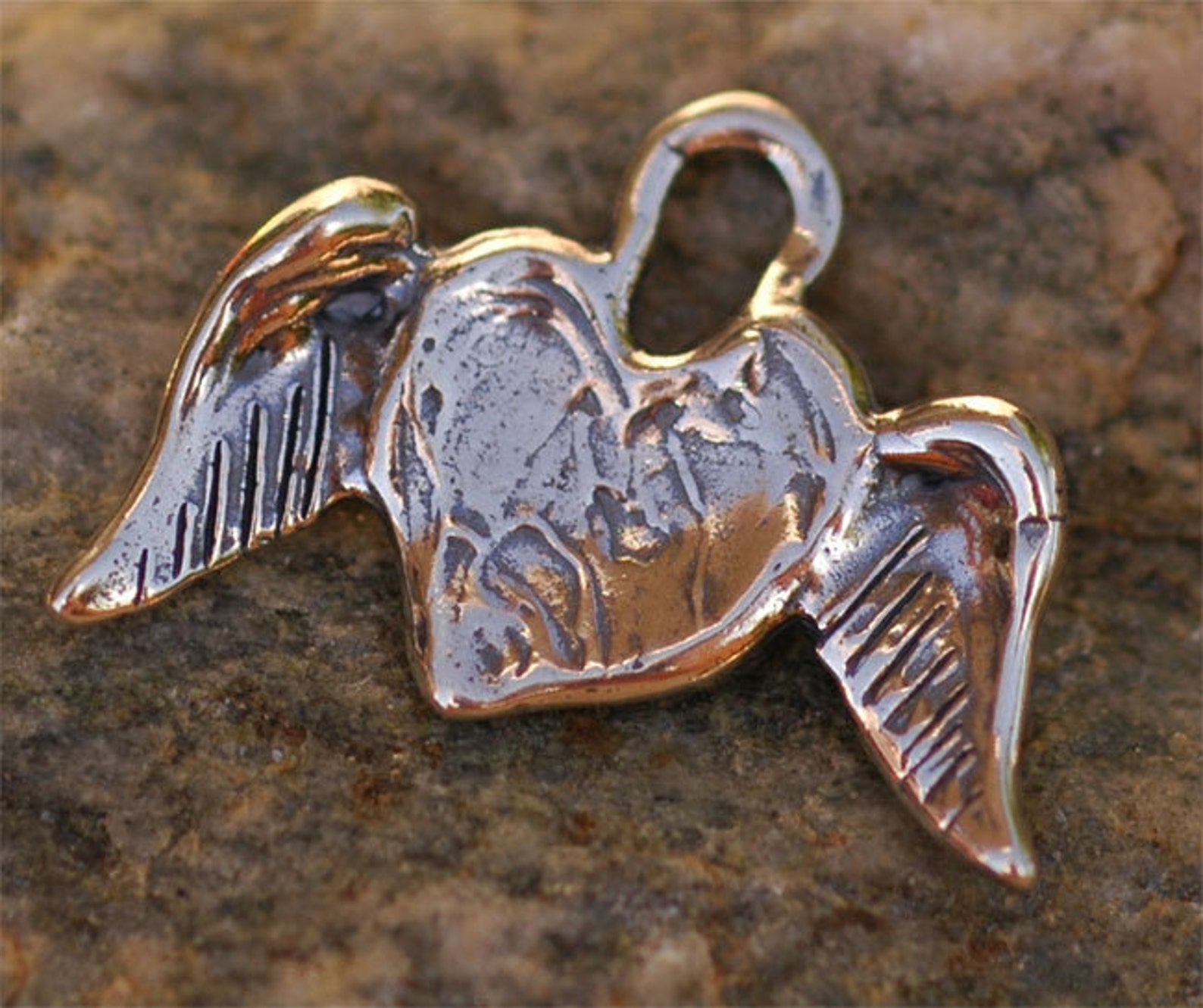 Artisan Winged Heart Charm in Sterling Silver, SS-147 - Etsy