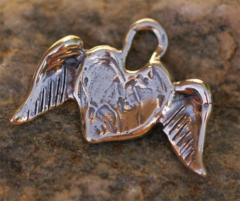 Artisan Winged Heart Charm in Sterling Silver, SS-147 - Etsy