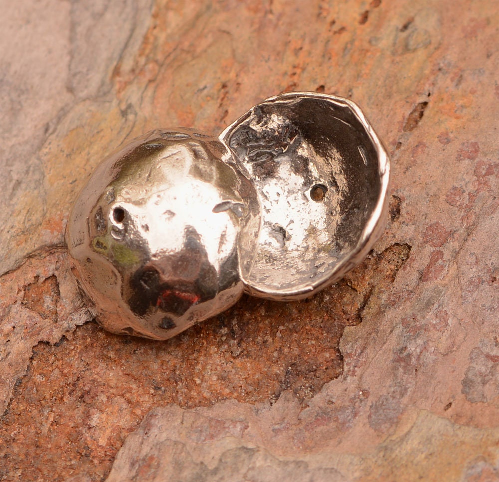 Artisan Rustic Large Bead Caps in Sterling Silver PAIR | Etsy