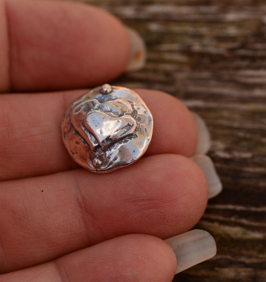 Double Heart Sterling Silver Button Clasp - Etsy