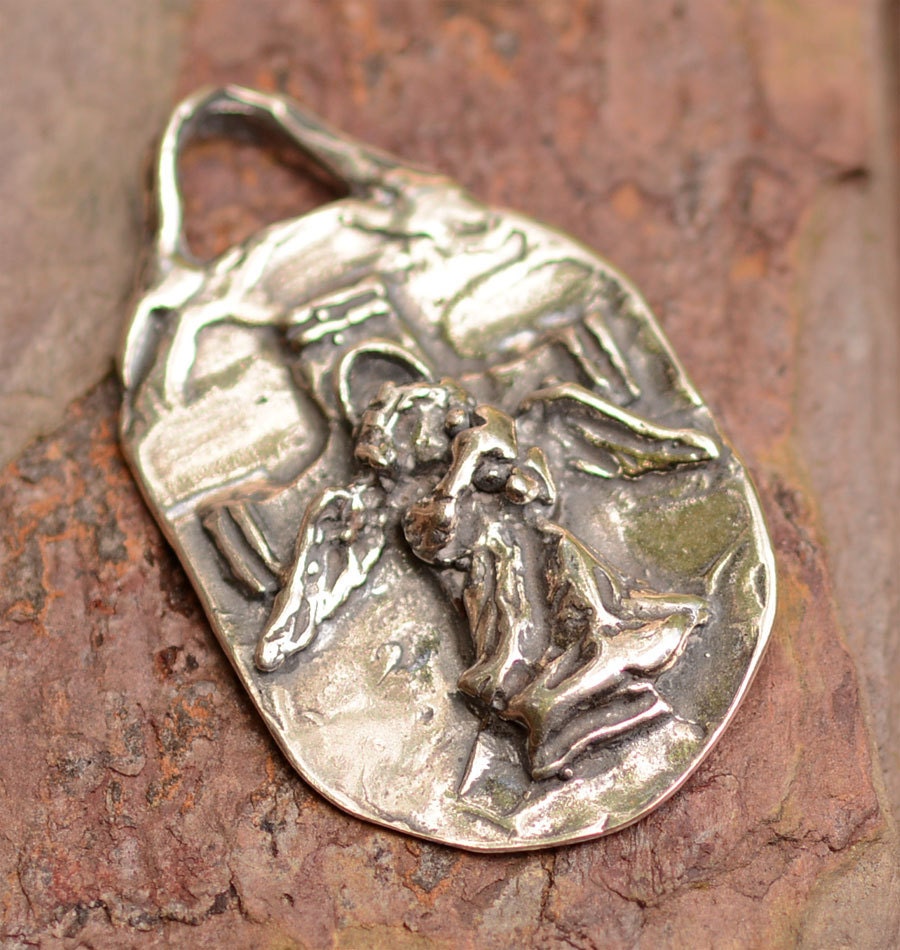 Angel on Cross With Heart in Sterling Silver, Guardian Angel - Etsy