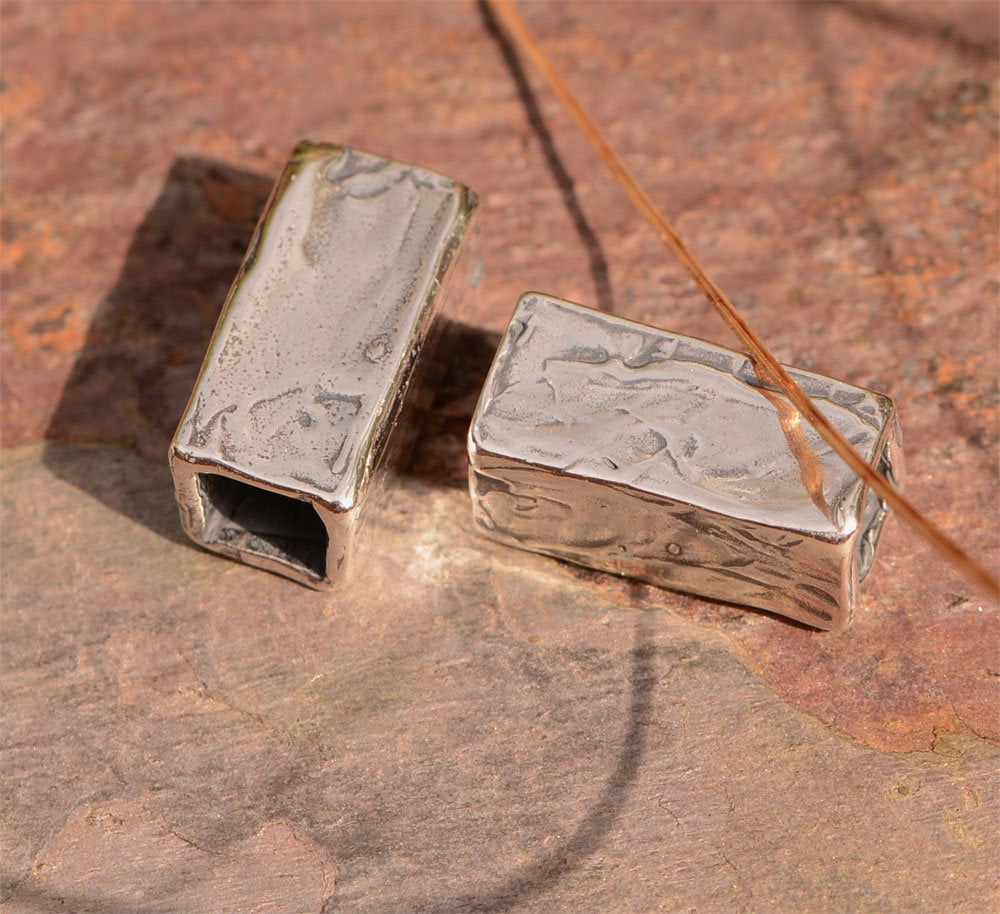 Rectangle Tube Bead Sterling Silver Rectangular Slider Bead - Etsy