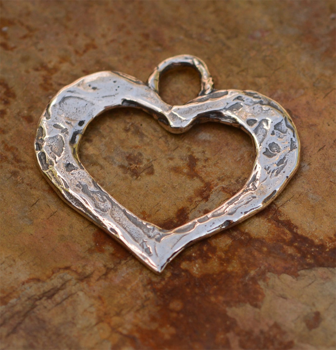 Artisan Open Heart Charms in Sterling Silver, H-450 - Etsy