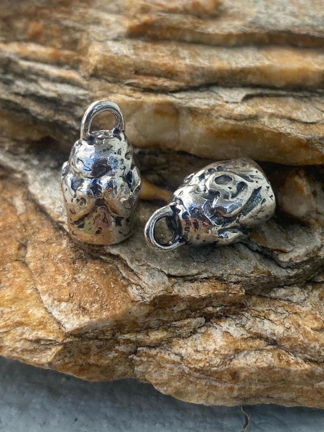 6mm End Caps in Sterling Silver, With Hearts, Pair, SS-224A - Etsy
