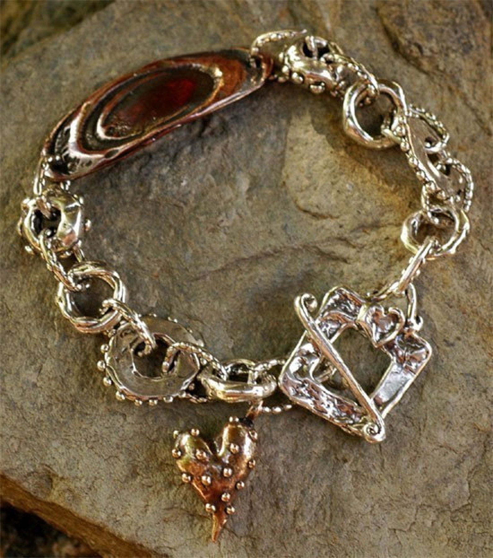 Artisan Wide Dotted Chunky Link in Sterling Silver - Etsy