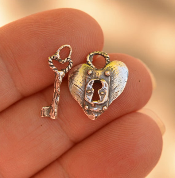 Artisan Heart Lock and Key in Sterling Silver H-599 | Etsy