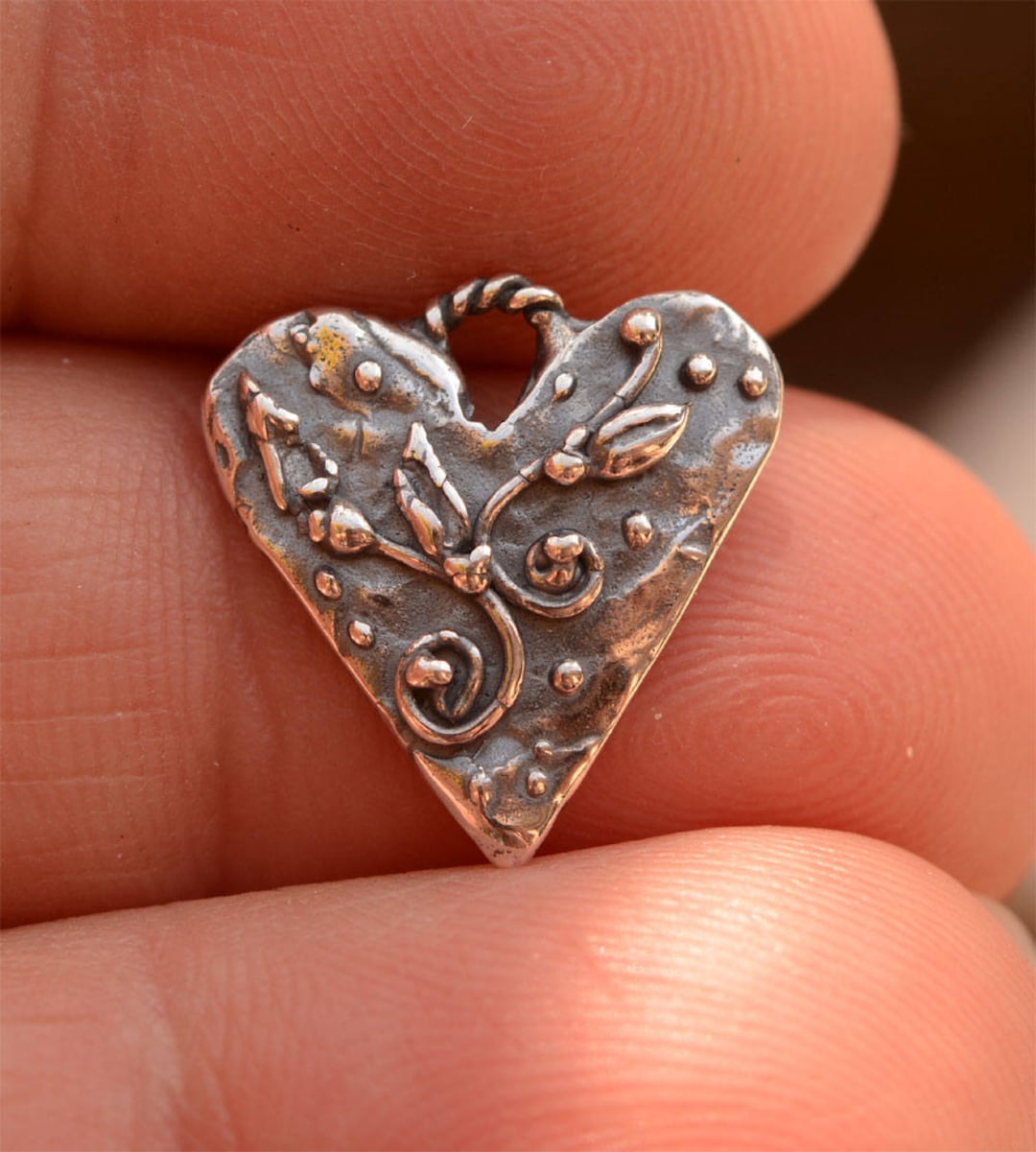 Artisan Bohemian Heart With Flowering Buds in Sterling Silver, Catd-629 ...