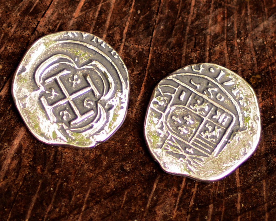 Spanish Reale Coin in Sterling Silver, Reproduction Coin, Cross With ...